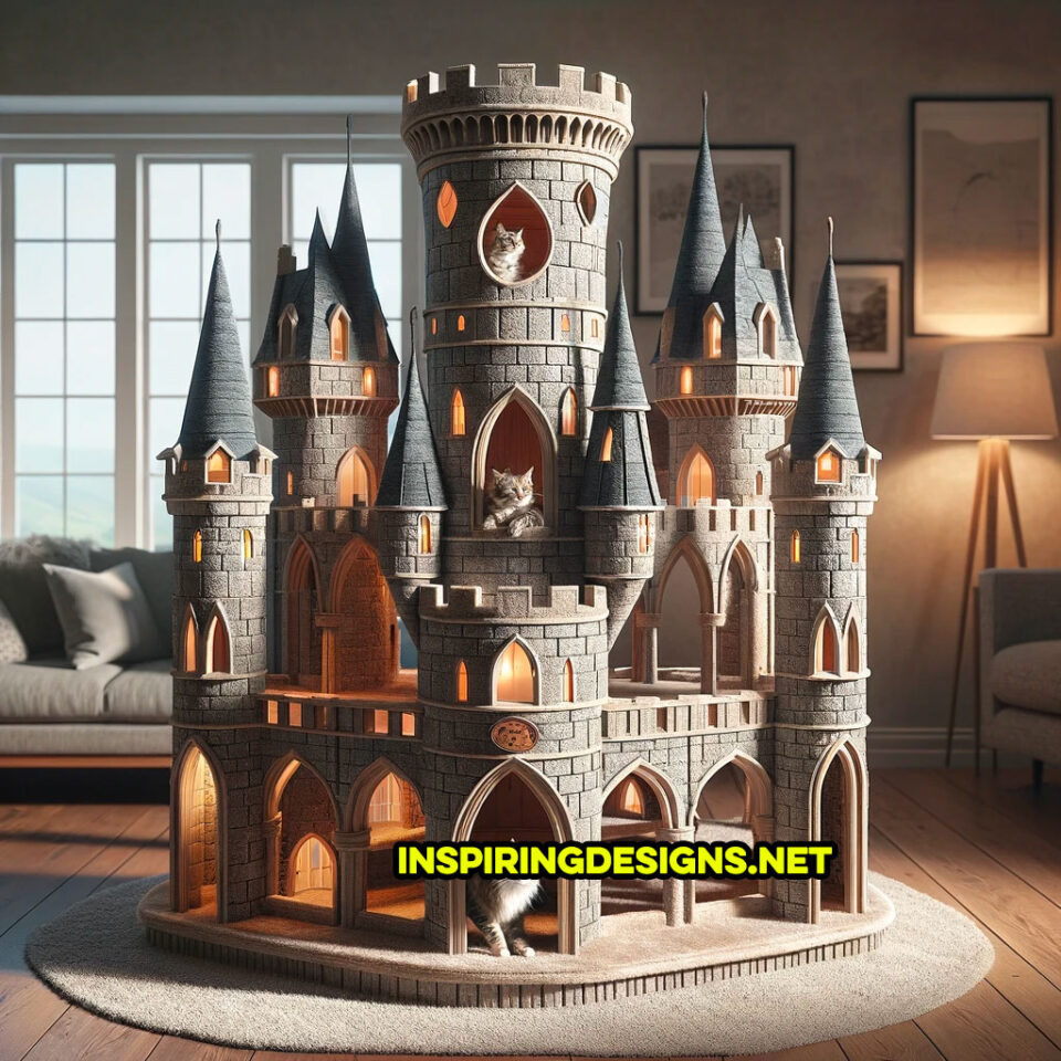 These Hogwarts Castle Cat Play Trees Offer an Enchanting Escape for ...