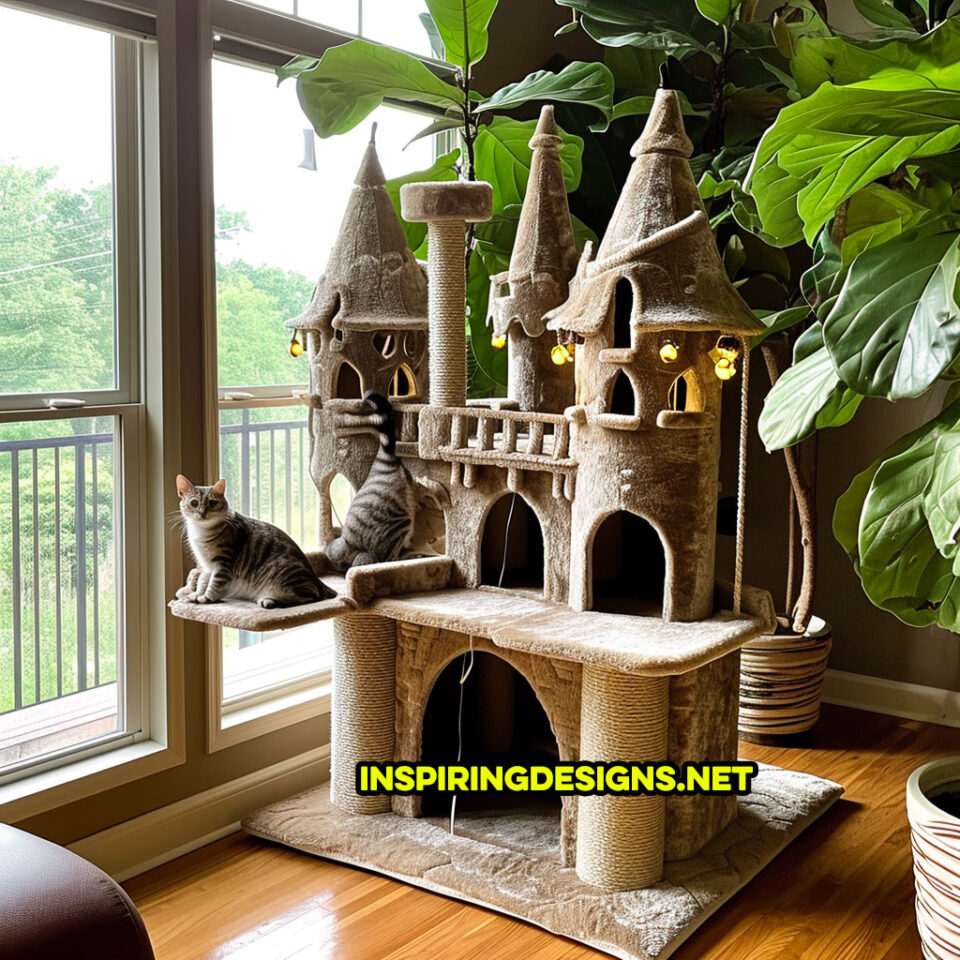 These Hogwarts Castle Cat Play Trees Offer an Enchanting Escape for ...