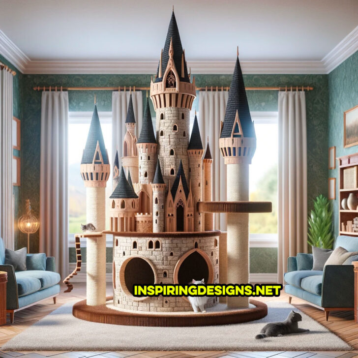 These Hogwarts Castle Cat Play Trees Offer an Enchanting Escape for ...