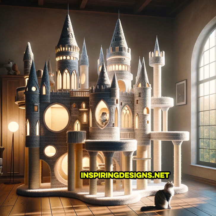 These Hogwarts Castle Cat Play Trees Offer an Enchanting Escape for ...
