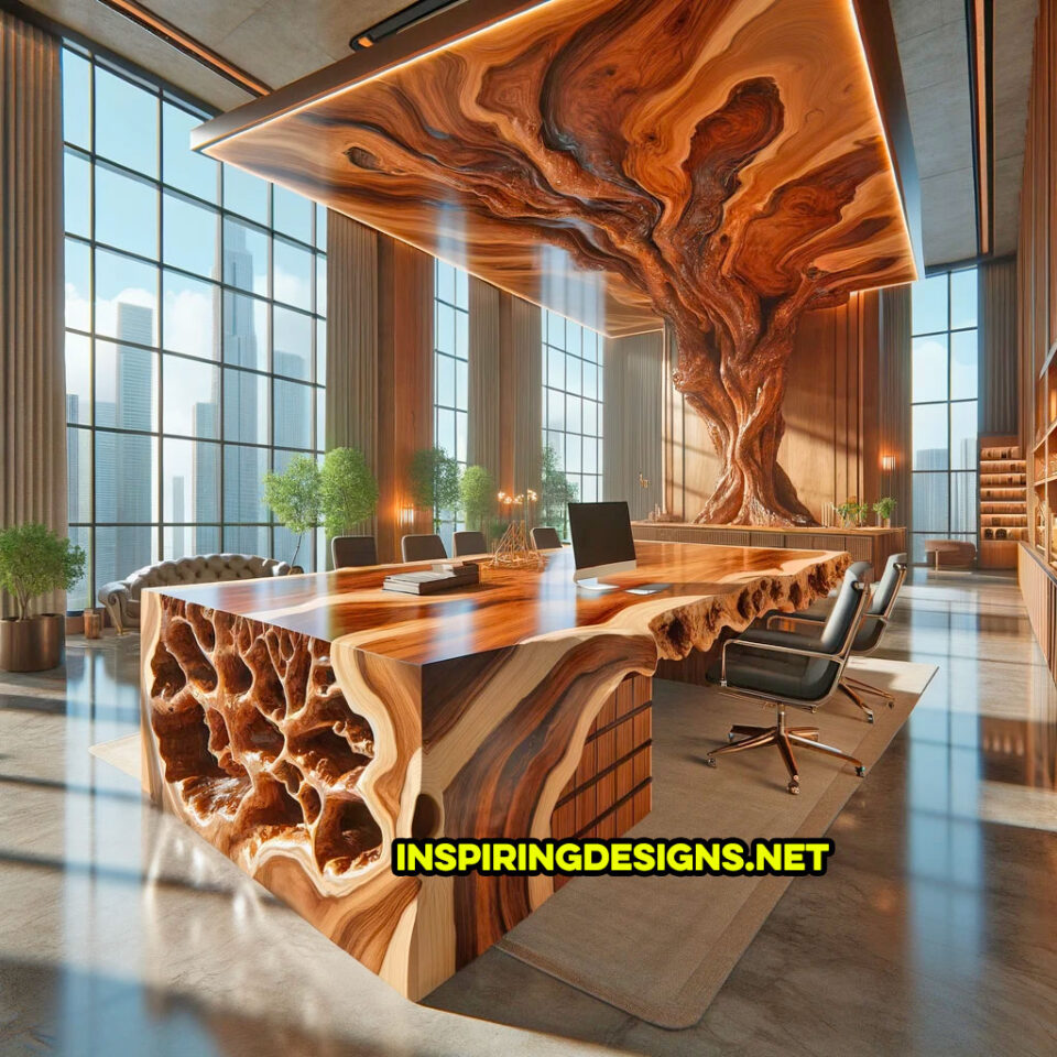 These Giant Wood Slab Desks Are the Epic Centerpiece Your Office Needs
