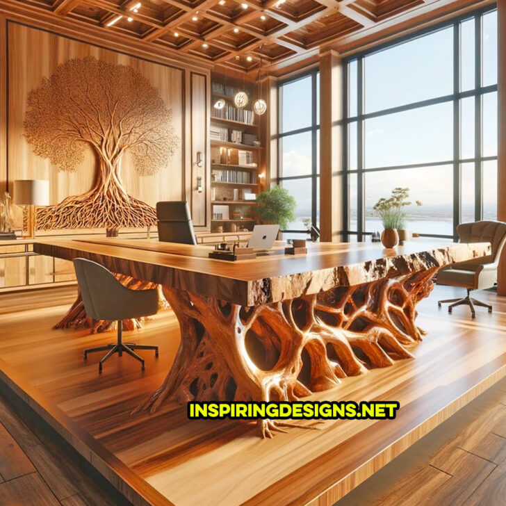 These Giant Wood Slab Desks Are the Epic Centerpiece Your Office Needs