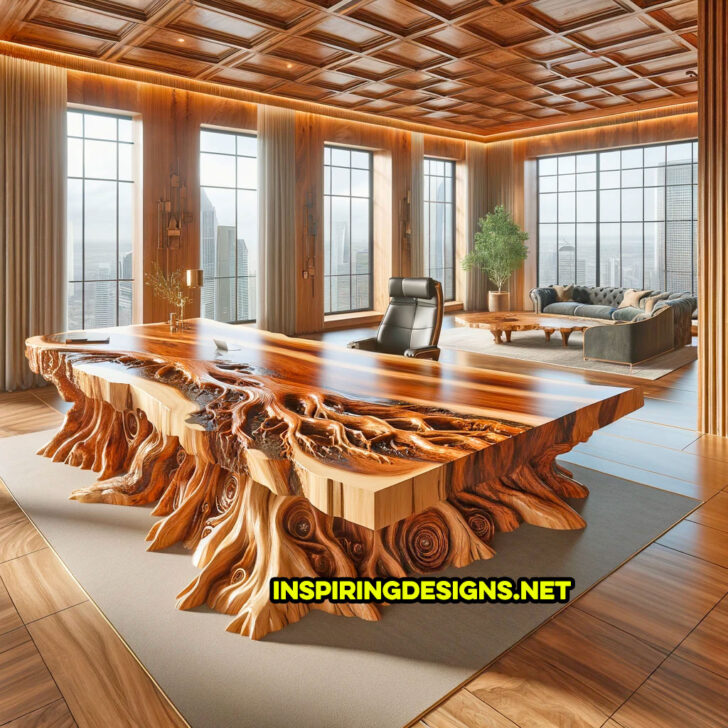 These Giant Wood Slab Desks Are the Epic Centerpiece Your Office Needs