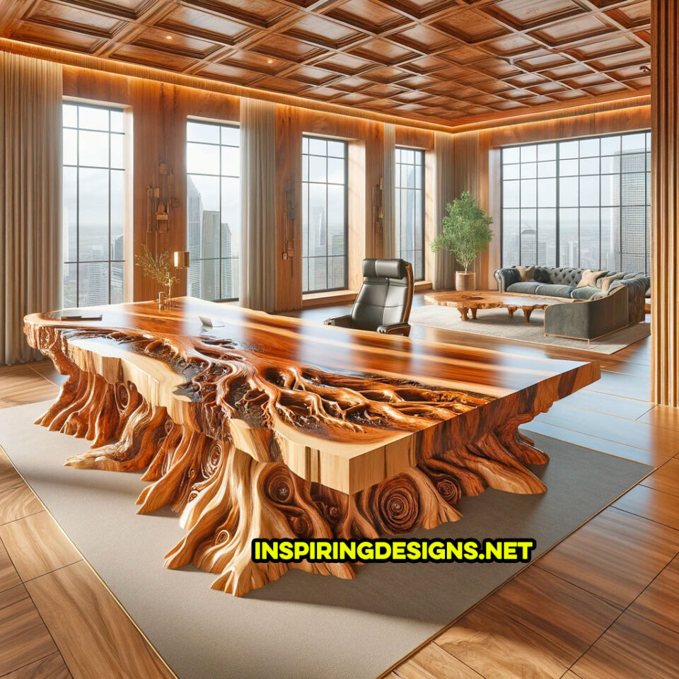 These Giant Wood Slab Desks Are the Epic Centerpiece Your Office Needs