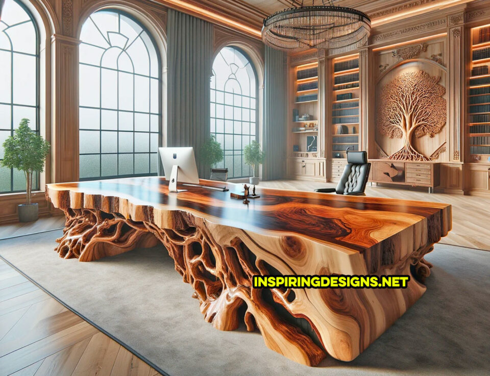 These Giant Wood Slab Desks Are the Epic Centerpiece Your Office Needs