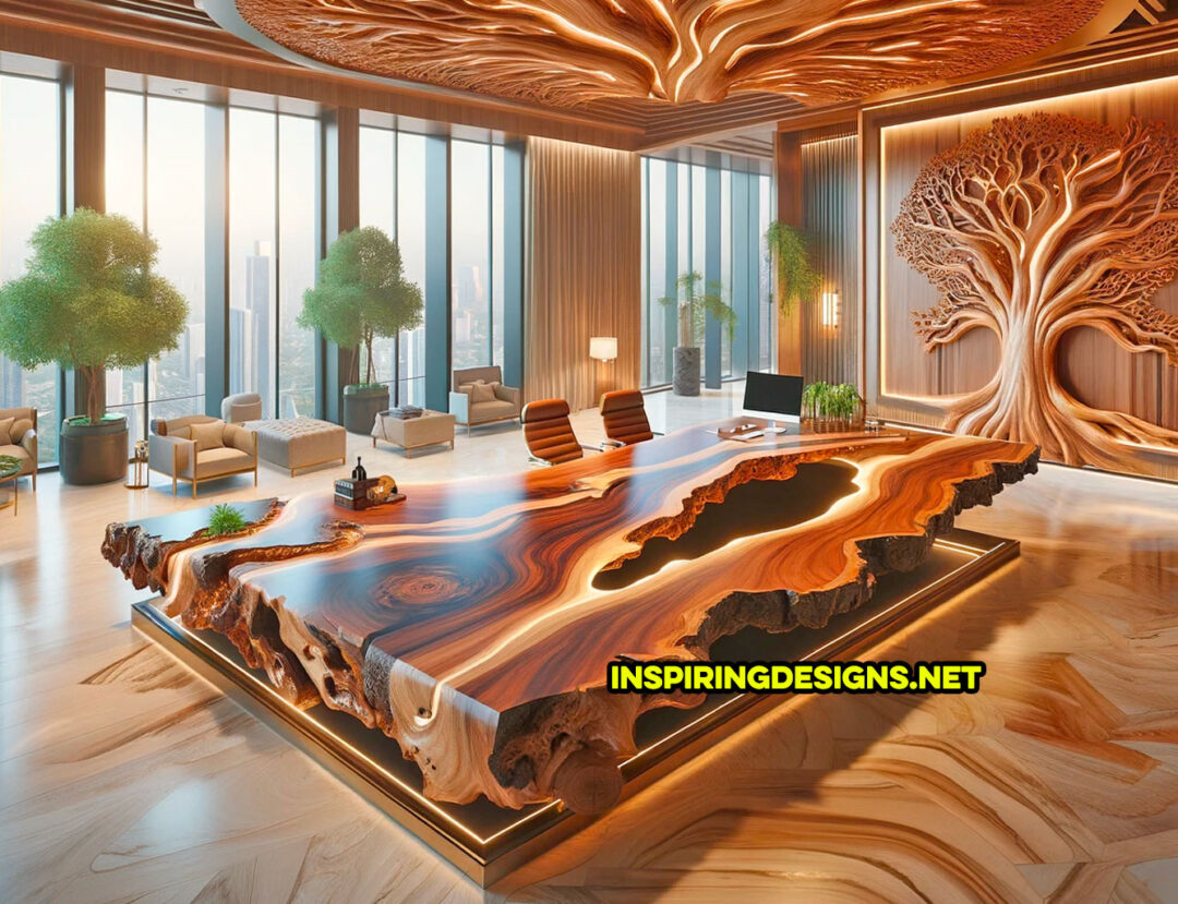 These Giant Wood Slab Desks Are the Epic Centerpiece Your Office Needs