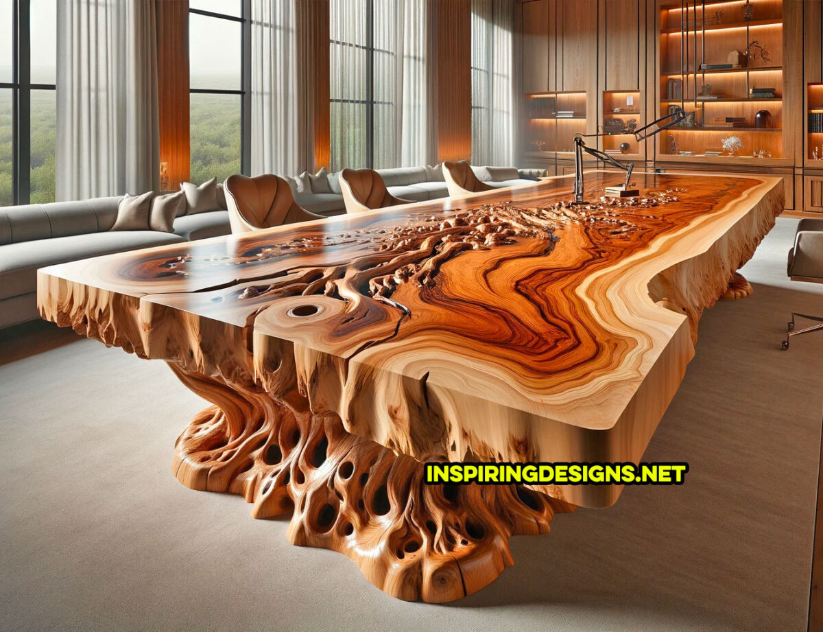 These Giant Wood Slab Desks Are the Epic Centerpiece Your Office Needs