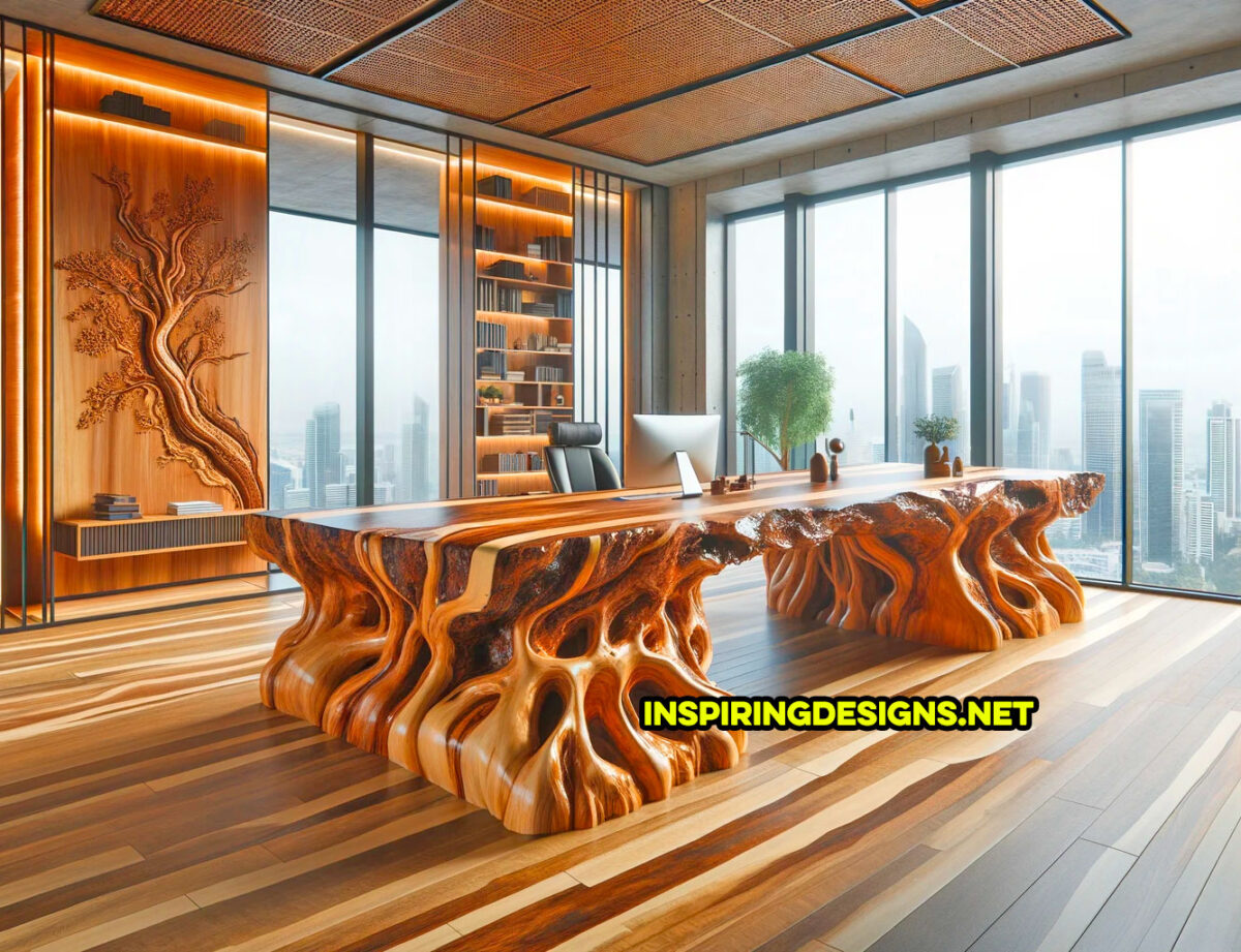 These Giant Wood Slab Desks Are the Epic Centerpiece Your Office Needs