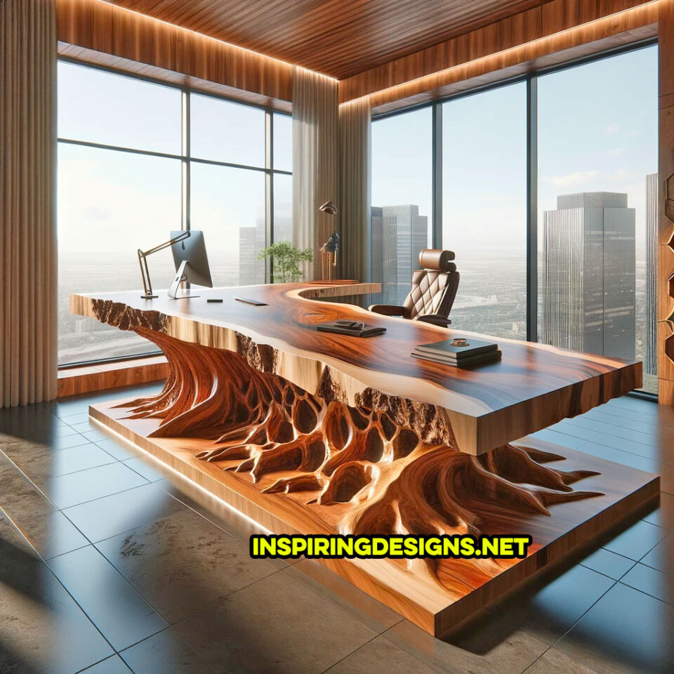 These Giant Wood Slab Desks Are the Epic Centerpiece Your Office Needs