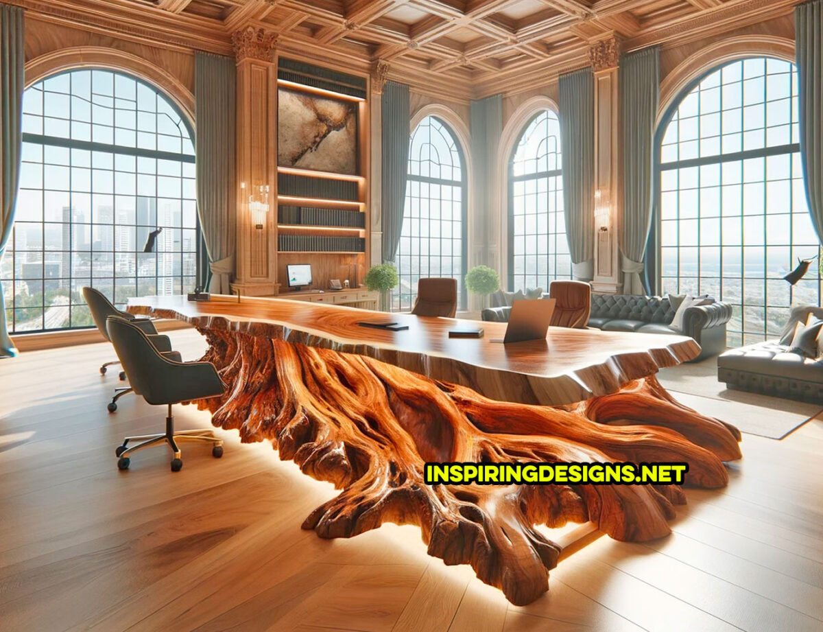 These Giant Wood Slab Desks Are the Epic Centerpiece Your Office Needs