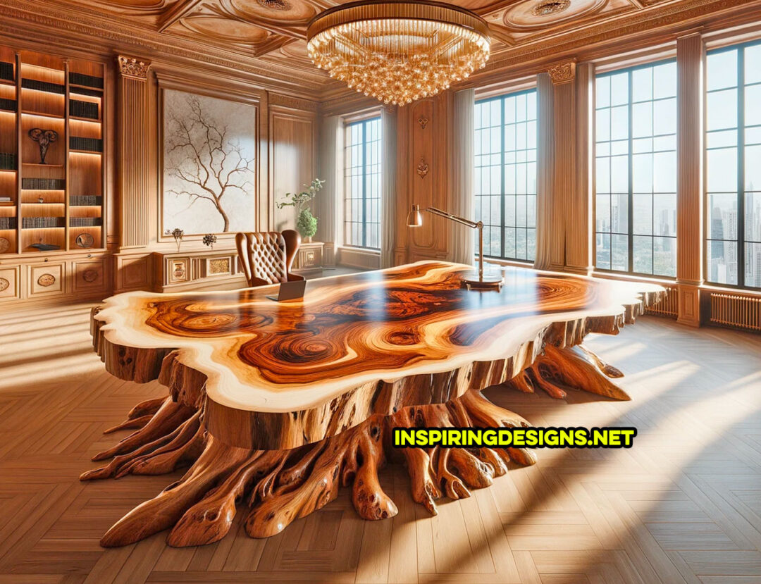 These Giant Wood Slab Desks Are the Epic Centerpiece Your Office Needs