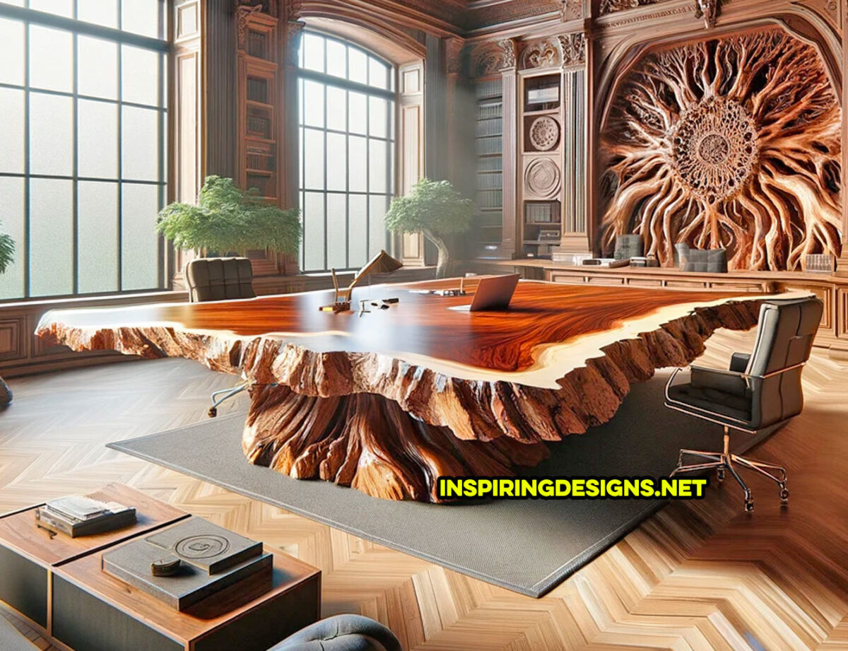 These Giant Wood Slab Desks Are the Epic Centerpiece Your Office Needs