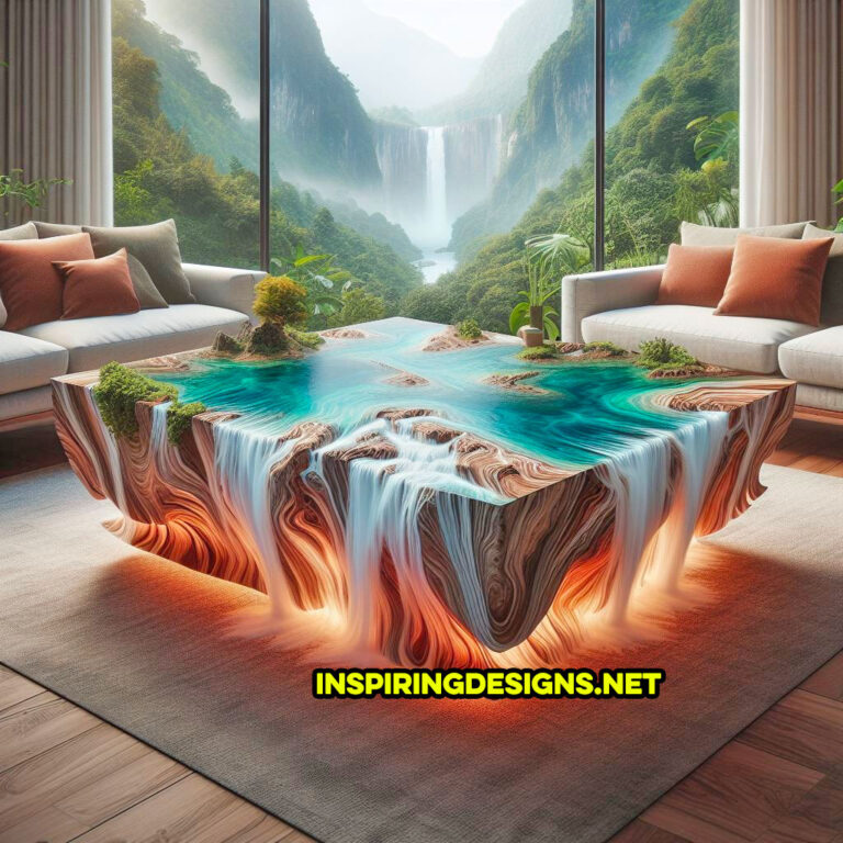 These Wood and Epoxy Waterfall Coffee Tables Will Make a Splash in Your Home Decor
