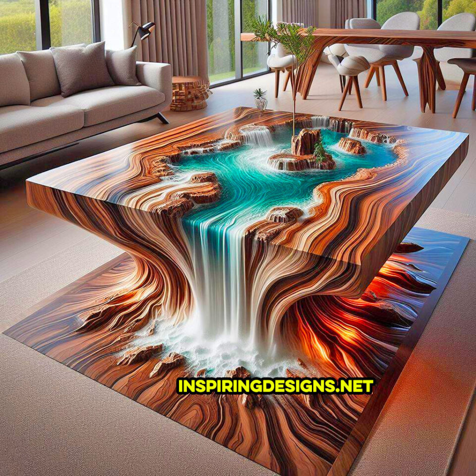These Wood and Epoxy Waterfall Coffee Tables Will Make a Splash in Your Home Decor