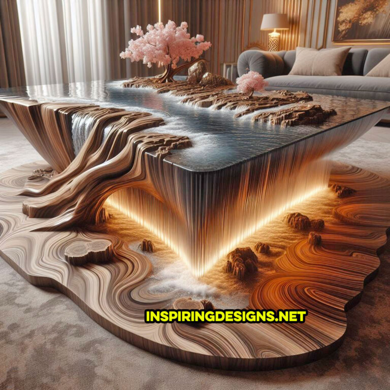 These Wood and Epoxy Waterfall Coffee Tables Will Make a Splash in Your Home Decor