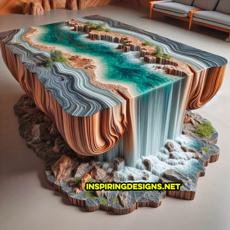These Wood and Epoxy Waterfall Coffee Tables Will Make a Splash in Your Home Decor