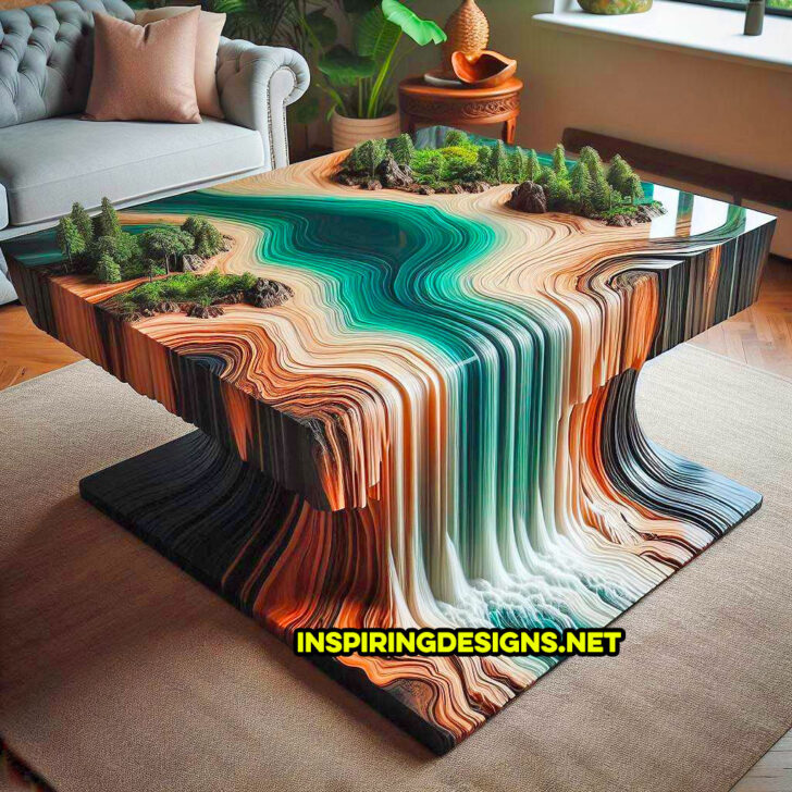 These Wood and Epoxy Waterfall Coffee Tables Will Make a Splash in Your ...