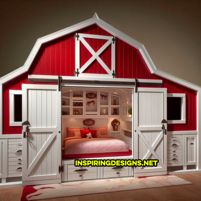 These Giant Barn Shaped Kids Beds Have Stables For Their Toy Horses