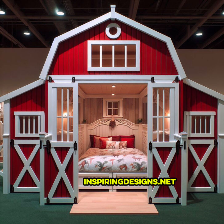 These Giant Barn Shaped Kids Beds Have Stables For Their Toy Horses