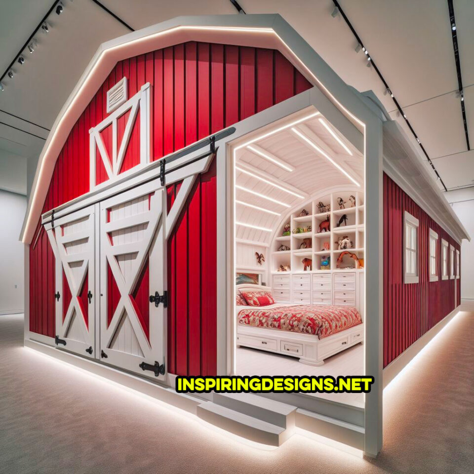 These Giant Barn Shaped Kids Beds Have Stables For Their Toy Horses