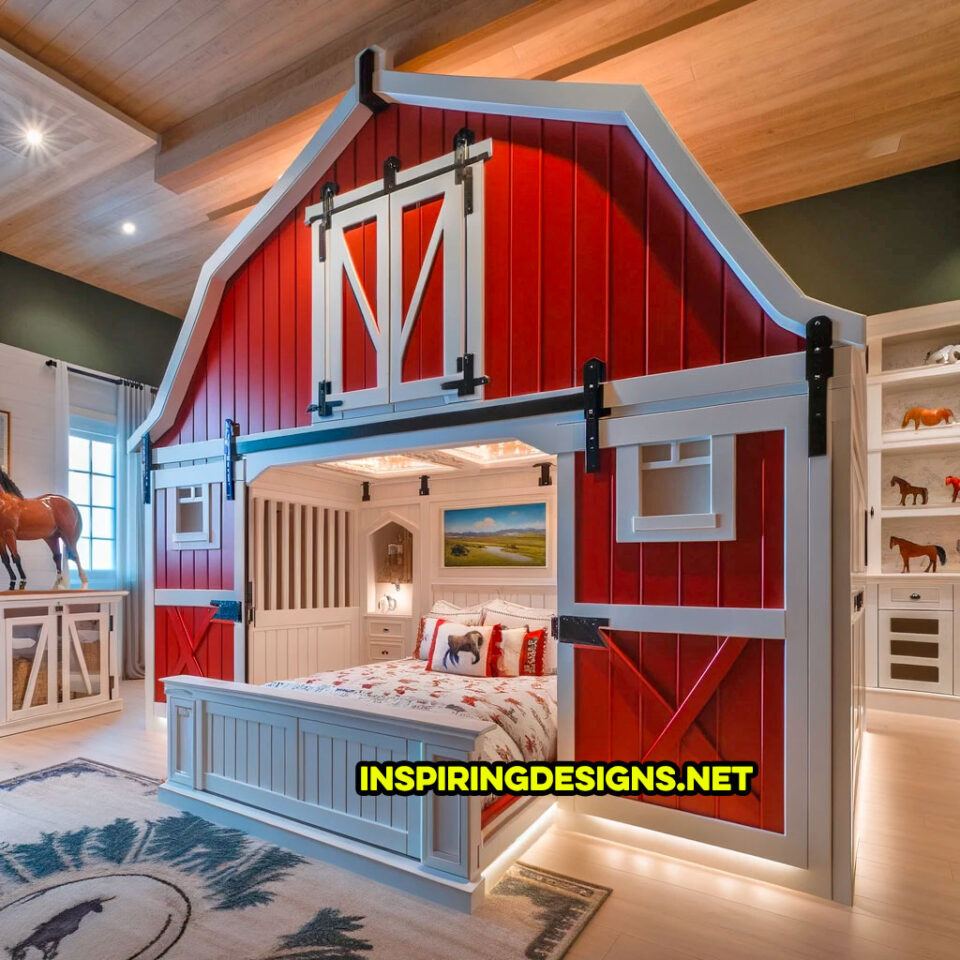 These Giant Barn Shaped Kids Beds Have Stables For Their Toy Horses