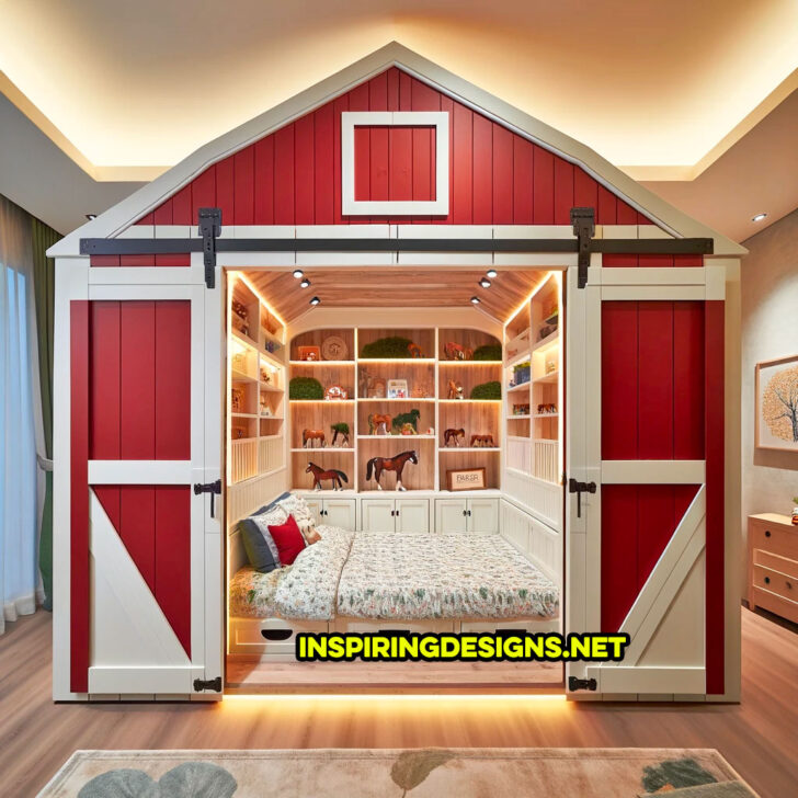 These Giant Barn Shaped Kids Beds Have Stables For Their Toy Horses
