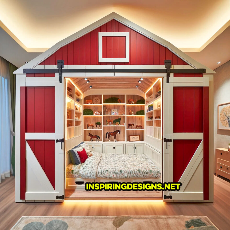 These Giant Barn Shaped Kids Beds Have Stables For Their Toy Horses