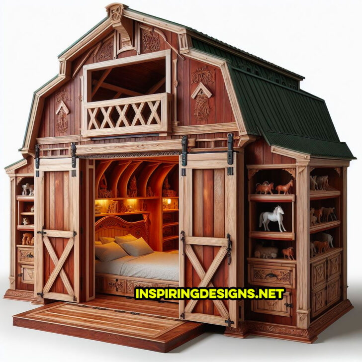 These Giant Barn Shaped Kids Beds Have Stables For Their Toy Horses