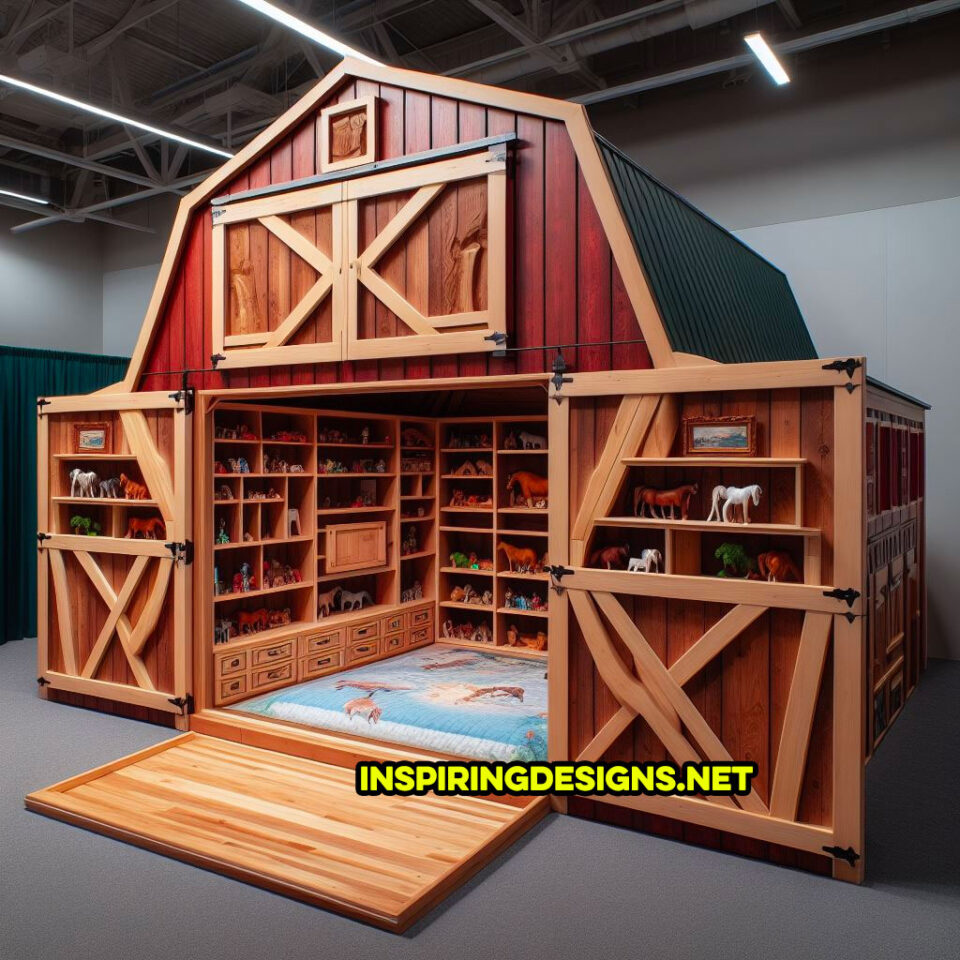 These Giant Barn Shaped Kids Beds Have Stables For Their Toy Horses