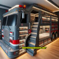 These Police and Firetruck Kids Bunk Beds Have Built-in Libraries!