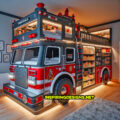 These Police and Firetruck Kids Bunk Beds Have Built-in Libraries!