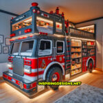 These Police and Firetruck Kids Bunk Beds Have Built-in Libraries!