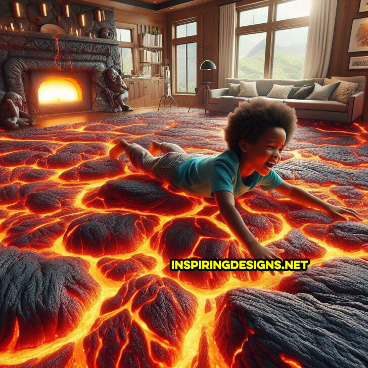 These Giant Lava Rugs Let Your Kids Realistically Play "The Floor Is Lava"!
