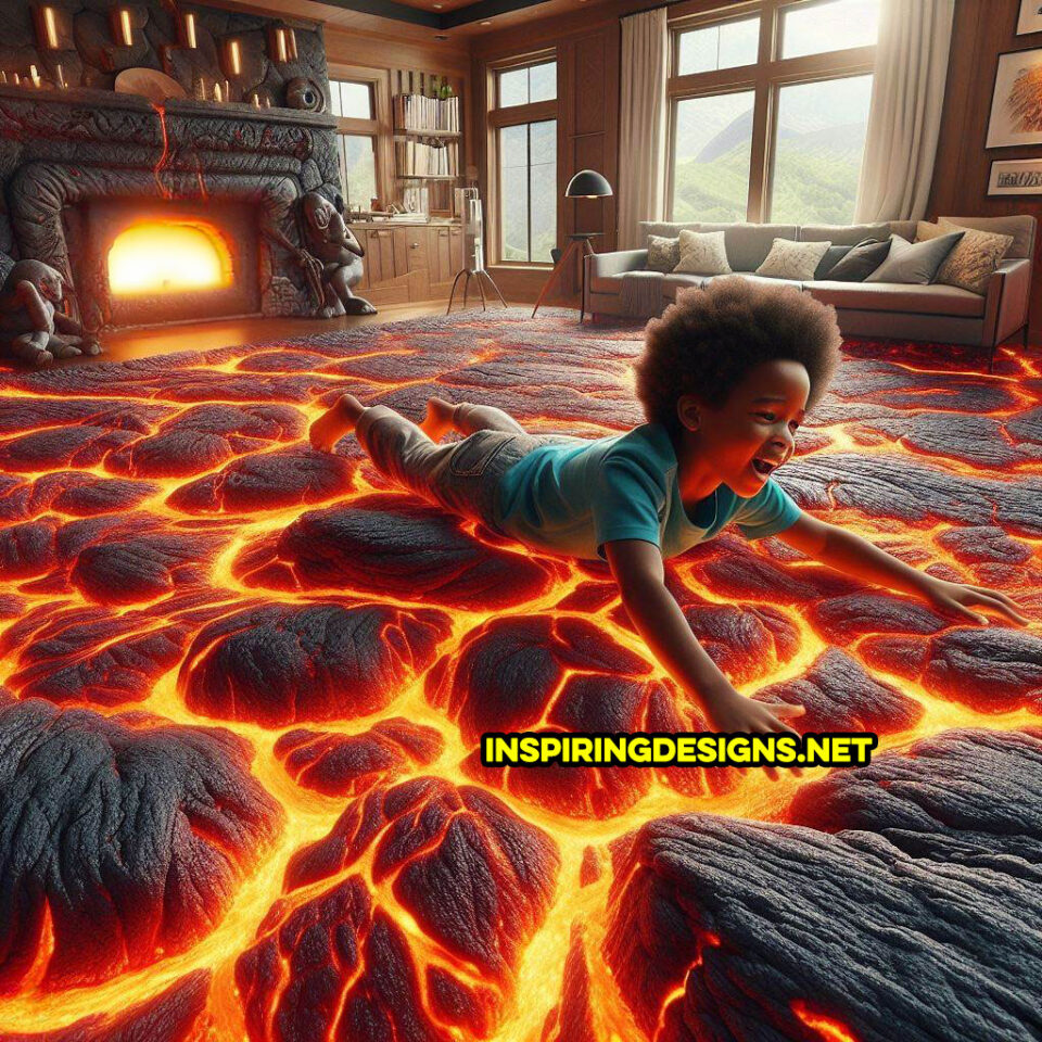 These Giant Lava Rugs Let Your Kids Realistically Play "The Floor Is Lava"!