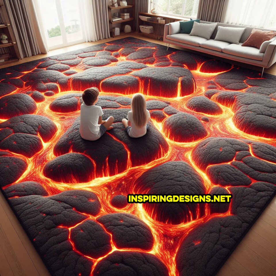 These Giant Lava Rugs Let Your Kids Realistically Play "The Floor Is Lava"!