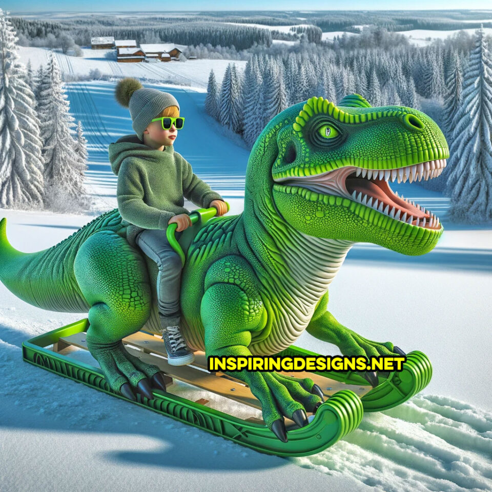 These Dinosaur Sleds Bring Prehistoric Fun to Snowy Adventures!