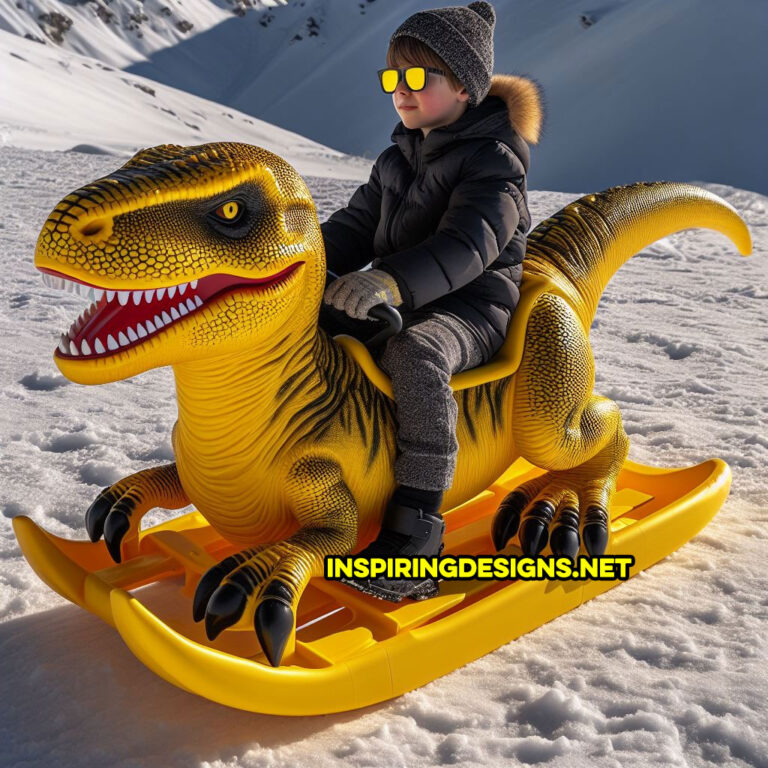 These Dinosaur Sleds Bring Prehistoric Fun to Snowy Adventures!