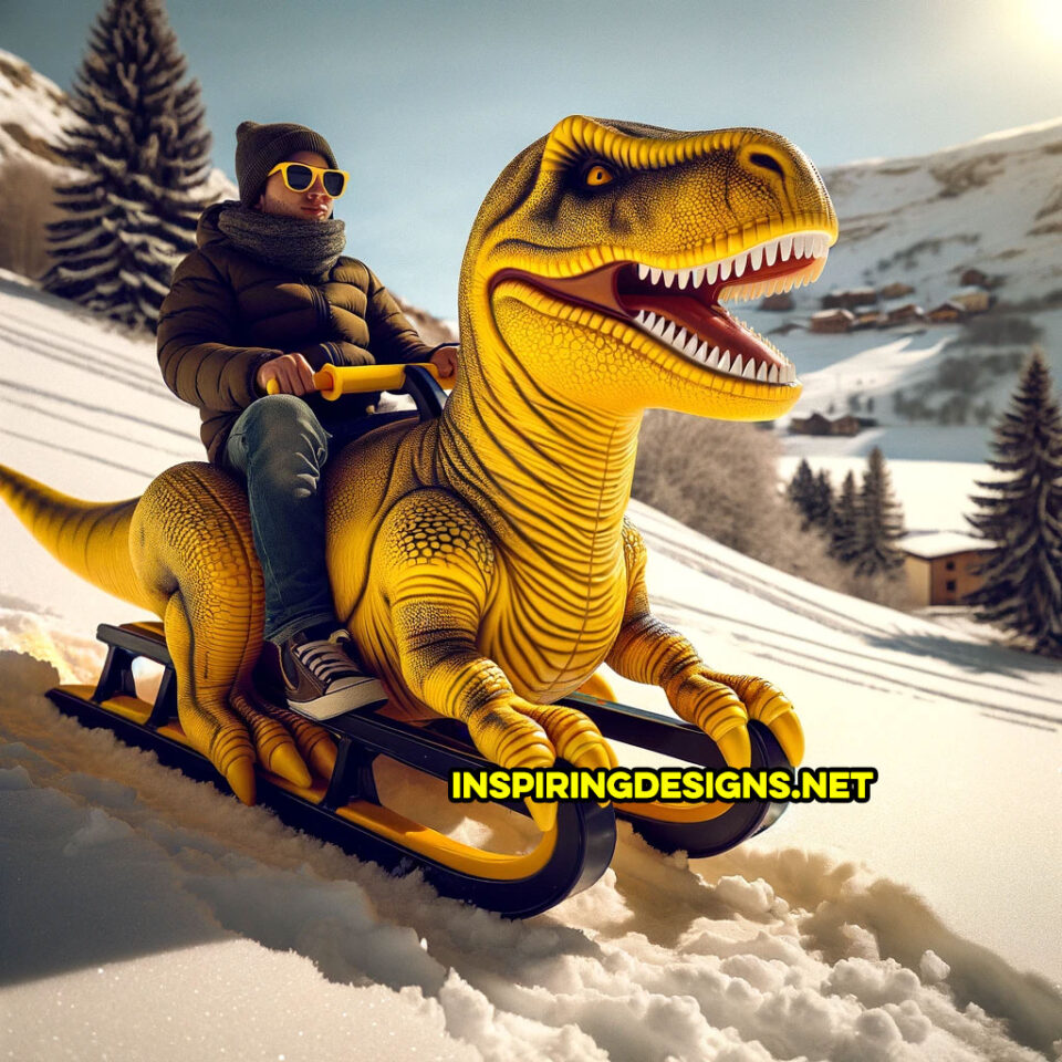 These Dinosaur Sleds Bring Prehistoric Fun to Snowy Adventures!