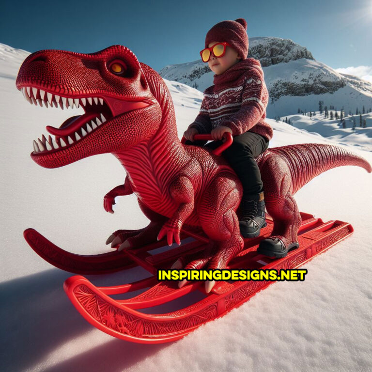 These Dinosaur Sleds Bring Prehistoric Fun to Snowy Adventures!