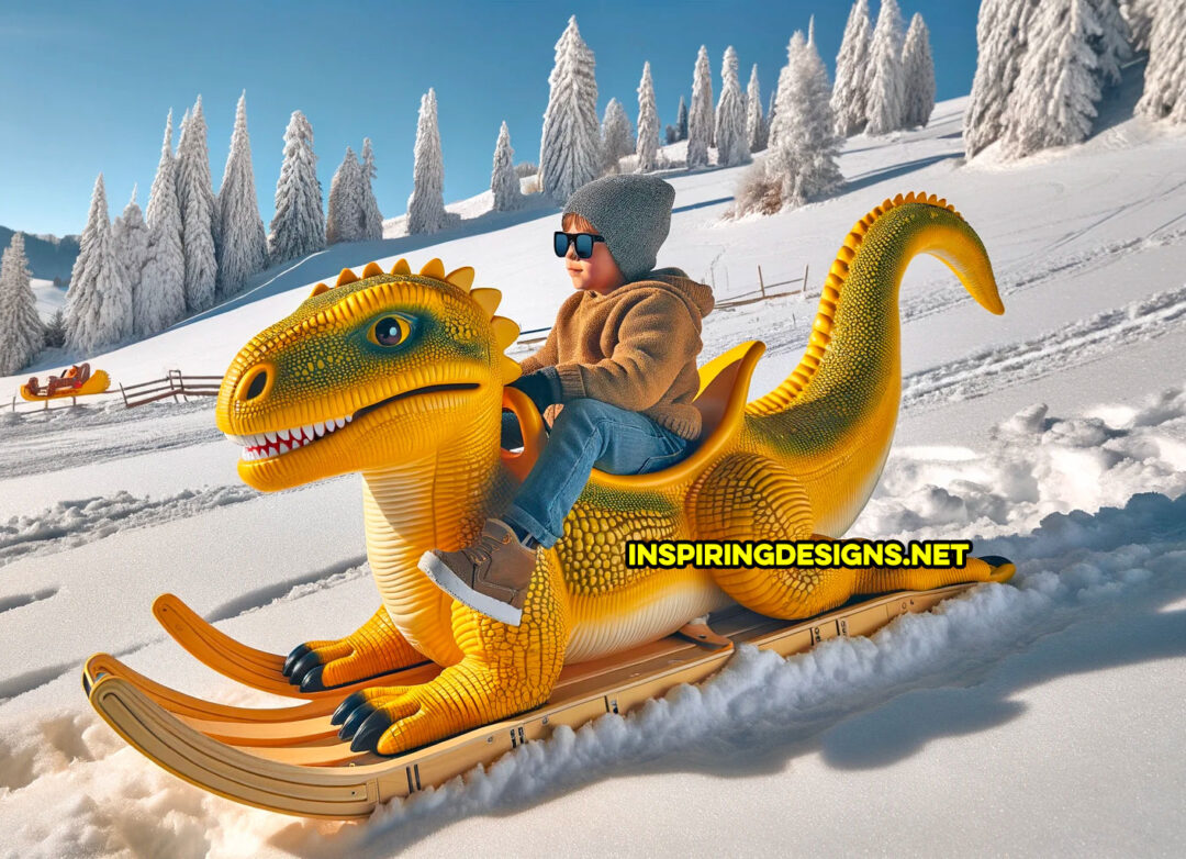 These Dinosaur Sleds Bring Prehistoric Fun to Snowy Adventures! – Inspiring Designs