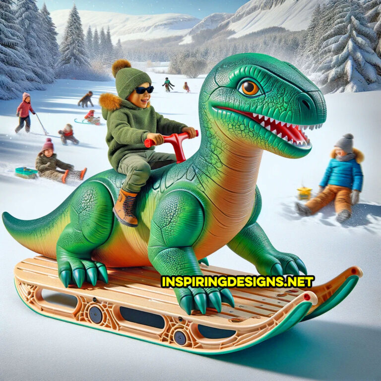 These Dinosaur Sleds Bring Prehistoric Fun to Snowy Adventures!
