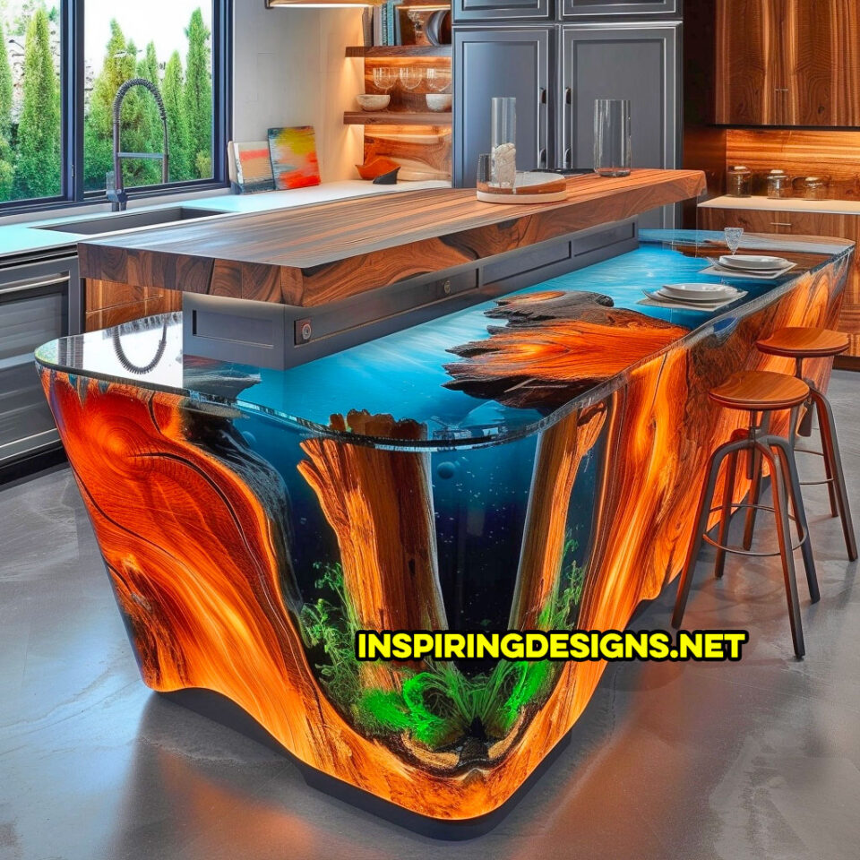 These Wood and Epoxy Kitchen Islands Have Stunning Nature Designs ...