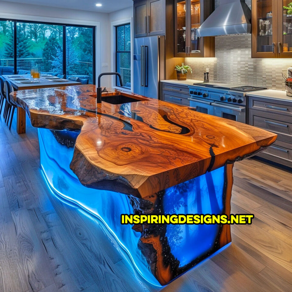 These Wood and Epoxy Kitchen Islands Have Stunning Nature Designs ...
