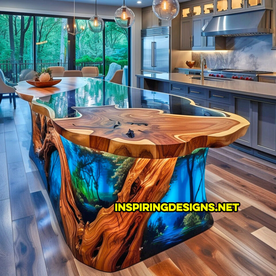 These Wood and Epoxy Kitchen Islands Have Stunning Nature Designs ...