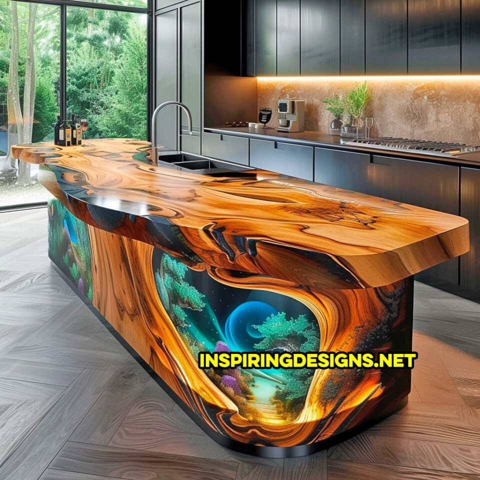 These Wood and Epoxy Kitchen Islands Have Stunning Nature Designs ...