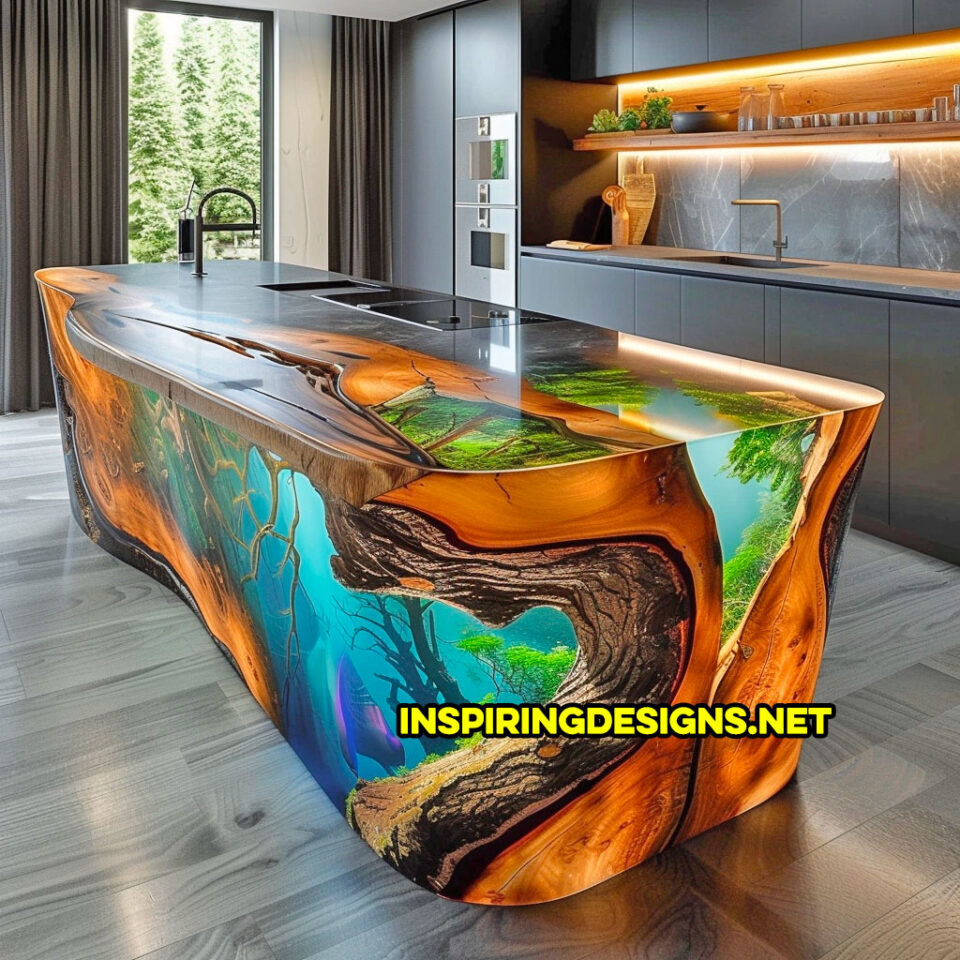 These Wood and Epoxy Kitchen Islands Have Stunning Nature Designs ...
