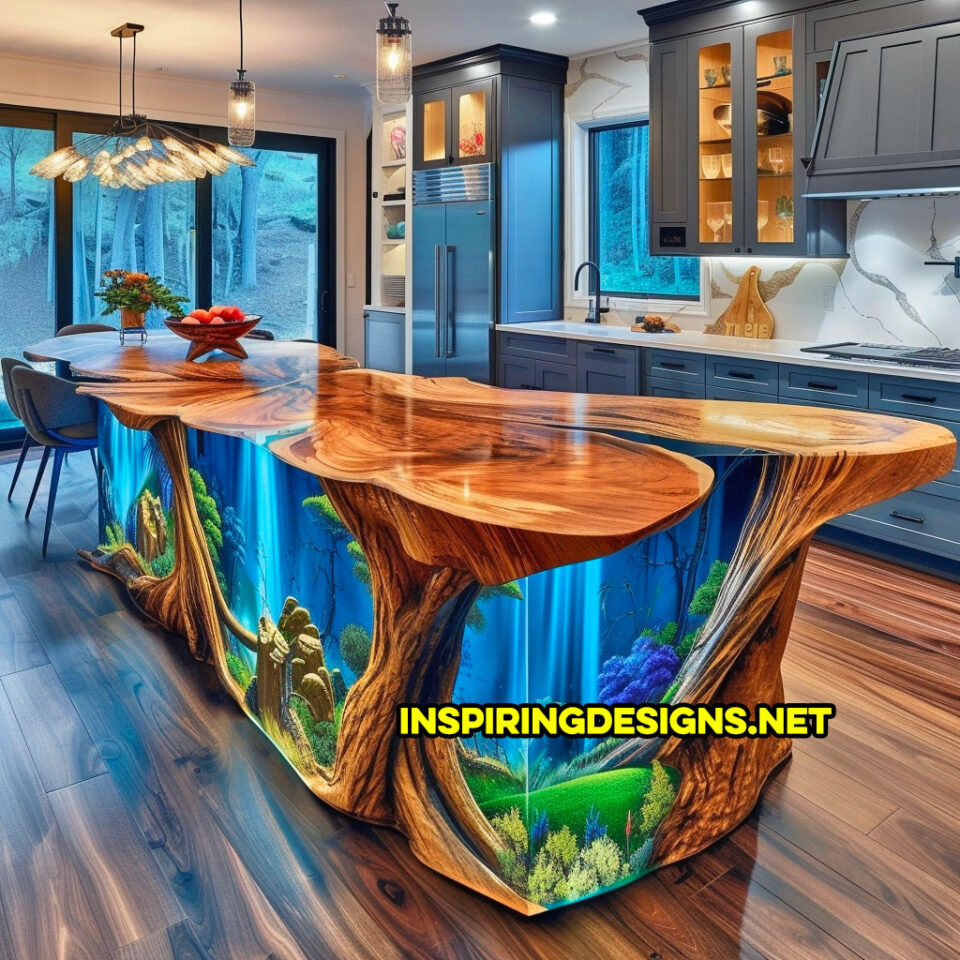 These Wood and Epoxy Kitchen Islands Have Stunning Nature Designs ...