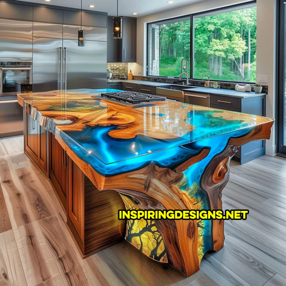 These Wood and Epoxy Kitchen Islands Have Stunning Nature Designs ...