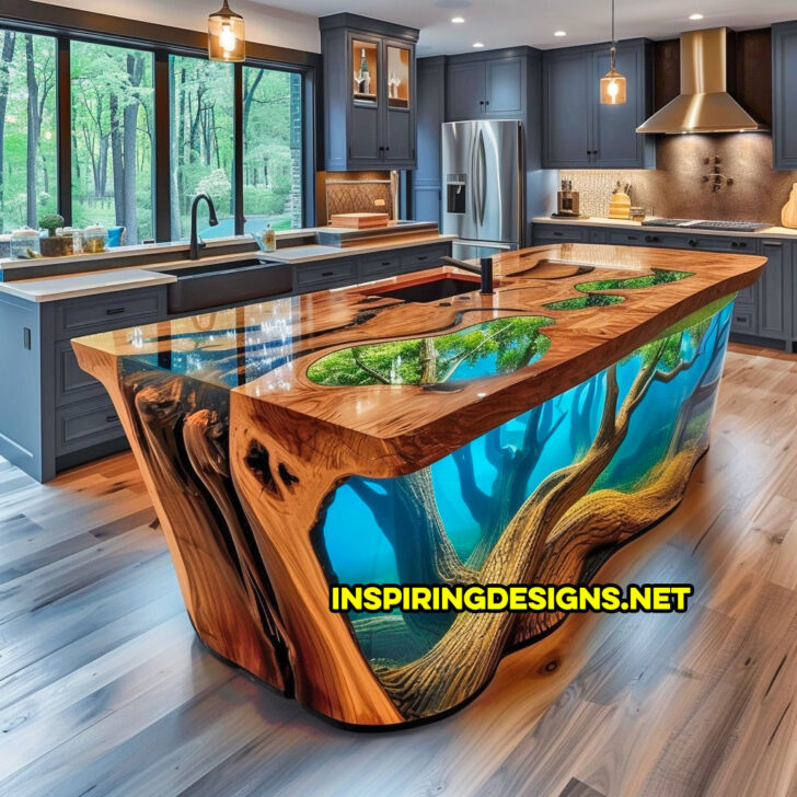 These Wood and Epoxy Kitchen Islands Have Stunning Nature Designs ...