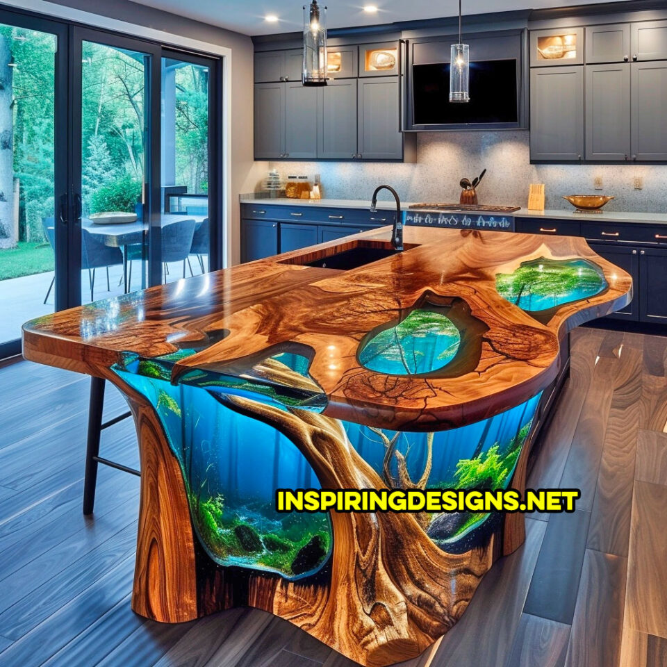 These Wood and Epoxy Kitchen Islands Have Stunning Nature Designs ...